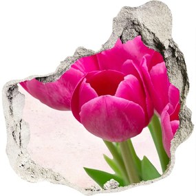 Wallmuralia Samolepící díra na stěnu Růžové tulipány 75x75 cm