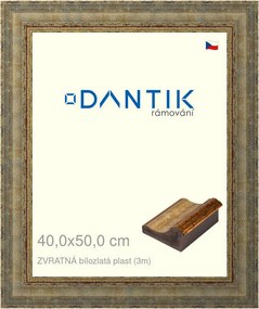 DANTIK rámeček 40x50 | ZVRATNÁ bílozlatá plast (Plexi Čiré)