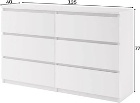 Komoda Agnes 6šed bílá