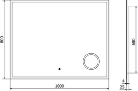 Mexen Kala, LED koupelnové zrcadlo s podsvícením a kosmetickým zrcadlem 100 x 80 cm, 6000K, ochrana proti zamlžování, 9820-100-080-611-00