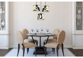 Závěsné svítidlo Gold Flowers, 3x bílé textilní stínítko s květinovým vzorem, (výběr ze 2 barev konstrukce), o