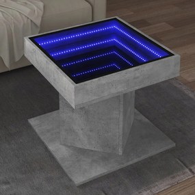 Fionshop 263772130 Konferenční stolek s Led betonově šedý 50 x 50 x 45 cm