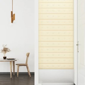 Nástěnné panely 12 ks krémové 90 x 15 cm umělá kůže 1,62 m²