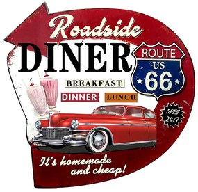 Nástěnná kovová cedule Diner Route 66 - 56*1*54 cm