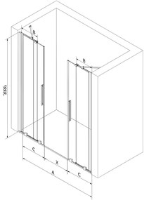 Mexen Velar Duo, posuvné sprchové dveře do otvoru 140 cm, 8mm šedé sklo, zlatá lesklá, 871-140-000-42-50