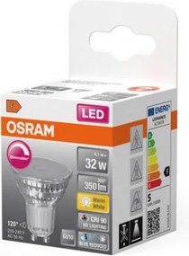 LED žárovka GU10 PAR16 OSRAM 4,1W (32W) teplá bílá (2700K) reflektor 120° stmívatelná