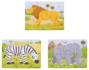 Bigjigs Toys Puzzle 3v1 safari zvířátka