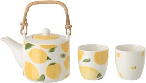 Čajová sada s konvičkou a 2 hrnky Casa Limone - 16*11*12 cm / 600 ml