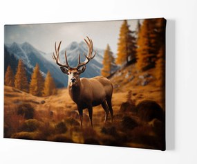 Obraz na plátně - Jelen, král podzimního lesa FeelHappy.cz Velikost obrazu: 150 x 100 cm