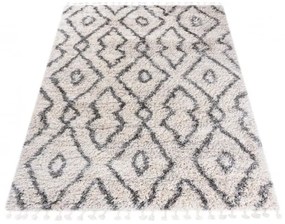 Kusový koberec Shaggy AZTEC FN30B Krémový Rozměr: 60x100 cm