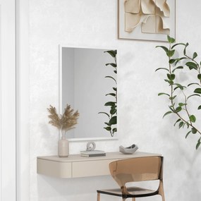 HOMCOM Obdélníkové Zrcadlo na Zeď 60 x 80 cm, MDF Rám, ideální do koupelny, obývacího pokoje nebo ložnice, bílá