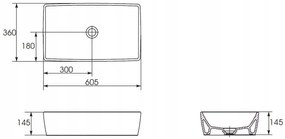 Cersanit City, umyvadlo na desku 60x36 cm s keramickou zátkou, bílá, K35-047