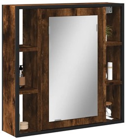 Koupelnová skříňka se zrcadlem kouřový dub 60x16x60 cm kompozit - Default Title