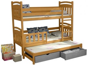 Patrová postel MASIV-V 001 80x180 cm  borovice masiv - OLŠE