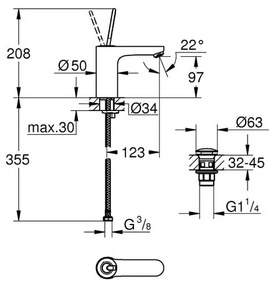 Grohe Get Joy Umyvadlová páková baterie stojánková s výpustí chrom 23800000