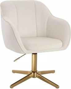 LuxuryForm DESIGN Otočná židle AVOLA VELUR na zlatém kříži - bílá