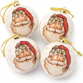 Sada vánočních ozdob koule 8 cm, Santa Claus, plast, balení 6 ks