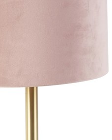 Romantická stolní lampa mosaz s růžovým odstínem 25 cm - Simplo