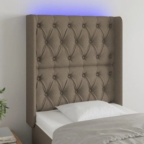 Čelo postele s LED taupe 83 x 16 x 118/128 cm textil
