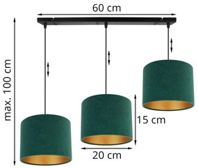 Závěsné svítidlo Mediolan, 3x textilní stínítko (výběr z 10 barev), (výběr ze 3 barev konstrukce), g