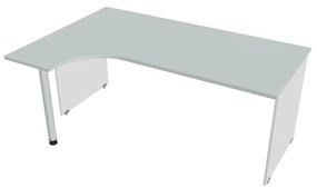 Stůl ergo pravý 180*120 cm - Hobis Gate GE 1800 P Dekor stolové desky: šedá, Dekor lamino podnože: bílá, Barva nohy: stříbrná