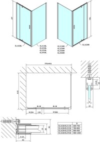 Polysan Polysan, EASY obdélníková/čtvercová sprchová zástěna pivot dveře 800-900x800mm,L/P, sklo Brick, EL1638EL3238