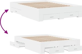 Rám postele se zásuvkami bílý 135 x 190 cm kompozitní dřevo 3280405