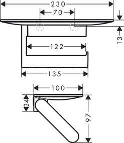 Hansgrohe WallStoris, držák toaletního papíru s poličkou, černá matná, HAN-27928670