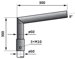 Výložník veřejného osvětlení - sadový lomený 300