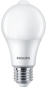 LED žárovka E27 Philips A60 8W (60W) teplá bílá (2700K) s pohybovým čidlem