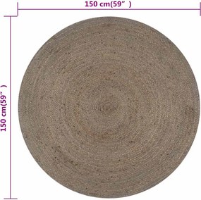 Ručně vyrobený koberec z juty kulatý 150 cm šedý 133664