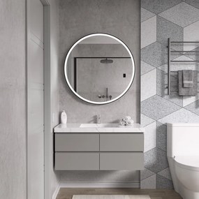 Erga Olivia, kulaté LED zrcadlo 90cm, černý kovový rám, 2070 lm, 6500K, ERG-V01-202-9090-BK