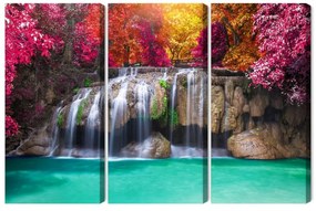 Vícedílný obraz Vodopád V Hlubokém Lese Nedostatek Nedostatek Plátno Canvas 150x100