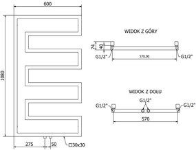 Mexen Florida, topné těleso 1080 x 600 mm, 358 W, černá, W206-1080-600-00-70