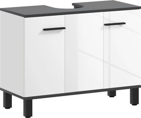 HOMCOM Podskřínková koupelnová skříňka s umyvadlem na stojánku nebo nohách, 2 dveře a nastavitelnými policemi pro 80x34x60 cm Jasně bílá koupelna | Ao