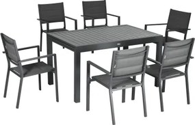 Outsunny zahradní nábytková sestava, rozkládací stůl 135-270 cm z hliníku a textilenu, 6-10 osob, 8 stohovatelných židlí, šedá