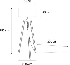 Stojací lampa černý stativ s hnědým stínidlem se zlatým vnitřkem 50 cm - Puros