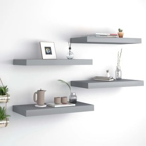 Plovoucí nástěnné police 4 ks šedé 50 x 23,5 x 3,8 cm MDF 323852