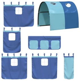 Dětská patrová postel s tunelem modrá 90 x 190 cm borovice - Default Title