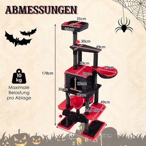Costway 178 cm Vícepatrové škrabadlo v gotickém designu s kočičí jeskyní
