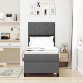 Postel s boxspringem s čelo Tmavě šedá 80 x 200 cm textil 3339421
