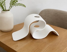 váza, asymetrická, plast, 8x20x6 cm, bílá, Dekorino VD20260002