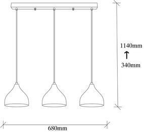 Lustr na lanku TATTOO 3xE27/40W/230V
