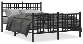 Kovový rám postele s hlavovým a nožním čelem černý 137 x 190 cm