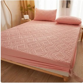 Moderně prošívané a  voděodolné prostěradlo/chránič na matraci - jednobarevné Barva: Růžová, Velikost: 120x200x28 cm