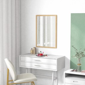 HOMCOM Nástěnné zrcadlo 50 x 70 cm Dekorativní zrcadlo se 4 háčky, obdélníkové zrcadlo do ložnice, koupelny