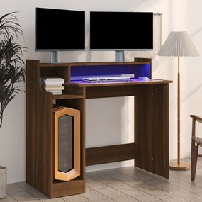 vidaXL Psací stůl s LED světly 97 x 45 x 90 cm kompozitní dřevo [805552] Barva: hnědý dub