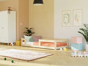 Benlemi Nízká jednolůžková postel ze dřeva SAFE 5v1 se zábranou Zvolte barvu: Béžová, Zvolte rozměr: 135x190 cm, Zvolte zábranu: Se dvěma zábranami