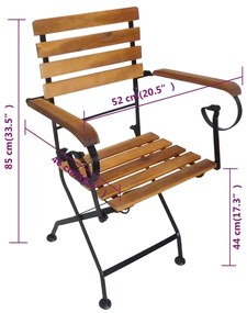 Skládací zahradní židle 4 ks ocel a masivní akáciové dřevo,  316834