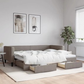 Válenda s přistýlkou a zásuvkami taupe 90 x 200 cm textil 3196617